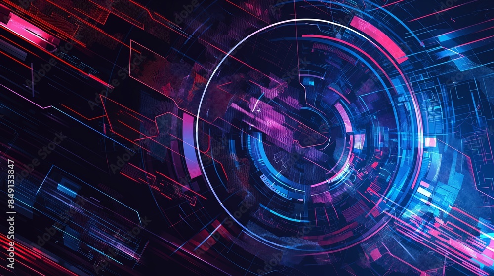 abstract technology background with a blend of holographic elements and ...