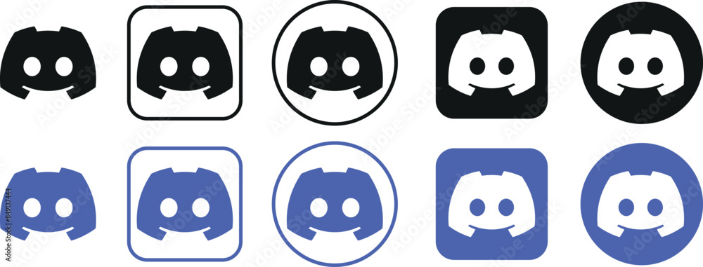 Discord vector logo icon set Stock Vector | Adobe Stock
