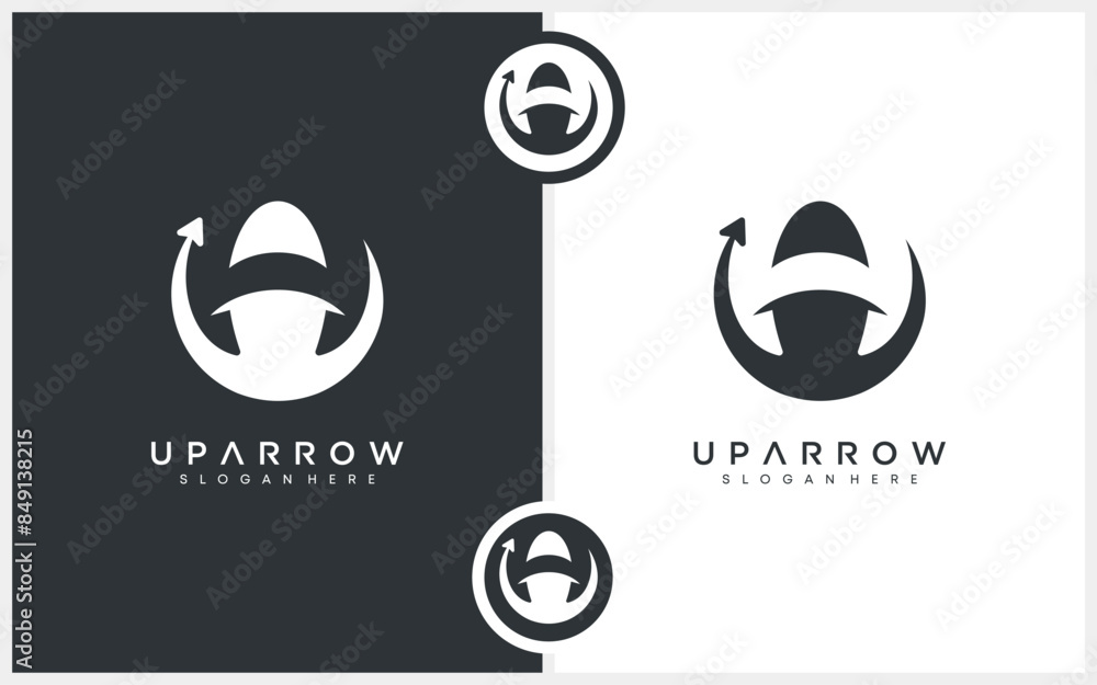 Initial letter A with upward arrow logo vector. The negative space of ...