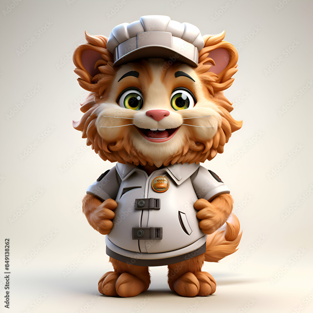 Cartoon lion in a sailor costume with a cap and uniform. Stock ...