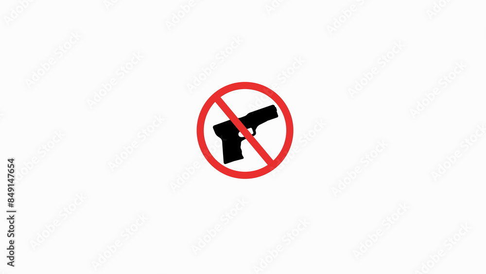 No weapon allowed icon, simple forbidden gun symbol. Gun and red cross ...