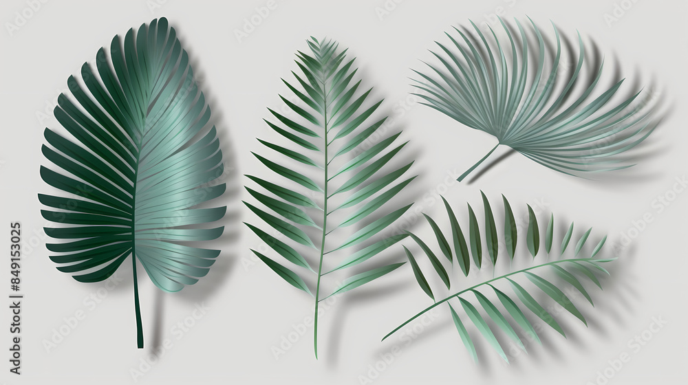 Realistic transparent shadow from a leaf of a palm tree on the white ...