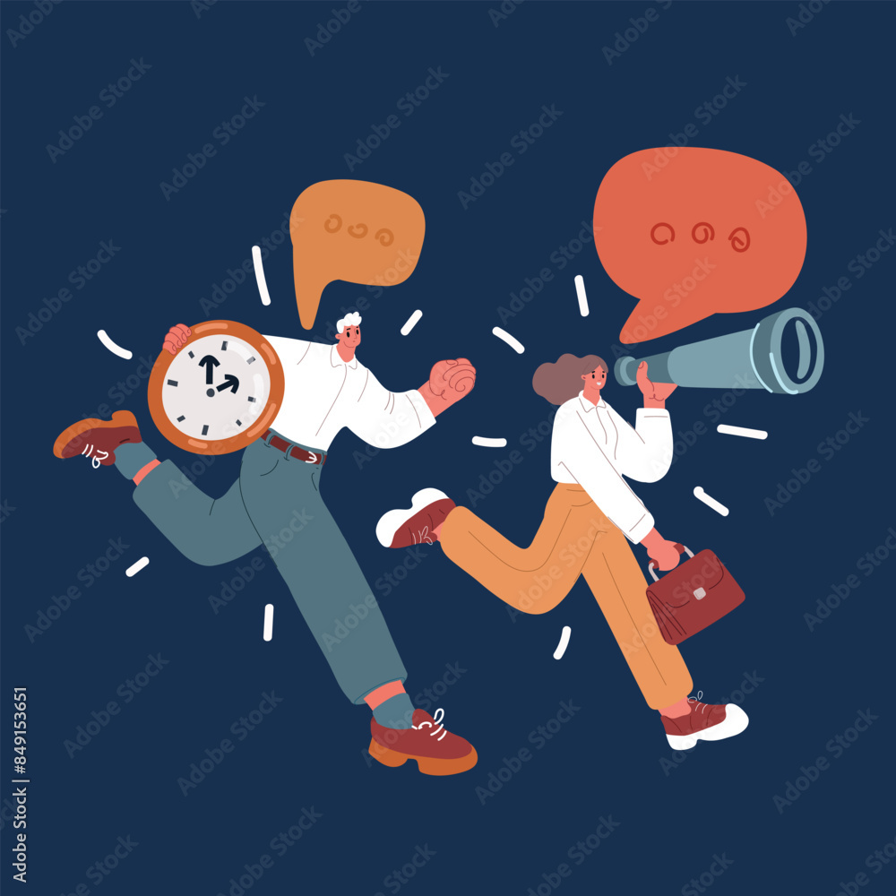 Cartoon vector illustration of Concept time management, Business people ...