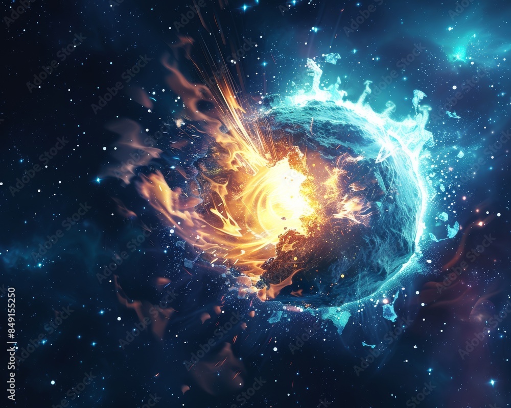 In this illustration, an asteroid is depicted in the process of ...