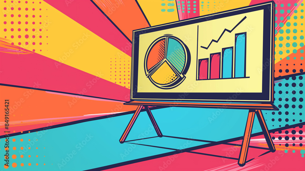 Pop art business concept. Animated Icon Business Presentation Projector ...