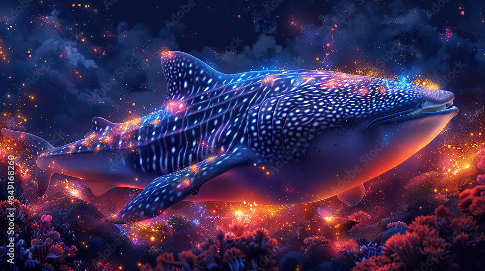 Whale Shark in the Colorful Ocean for Whale Shark Day Banner HD Stock ...