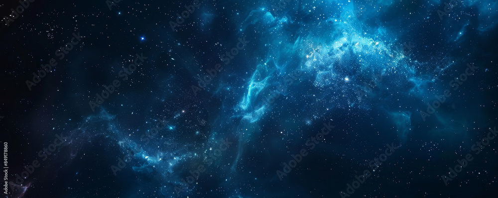 Mysterious space background with deep black and blue hues, glowing ...