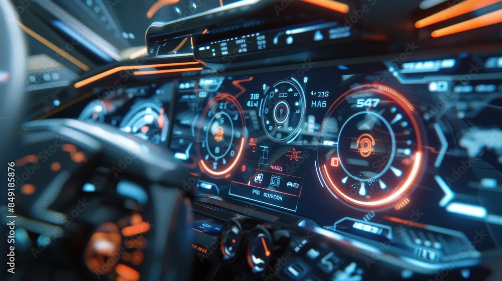 A 3D rendering showcases a sleek, futuristic heads-up display (HUD ...