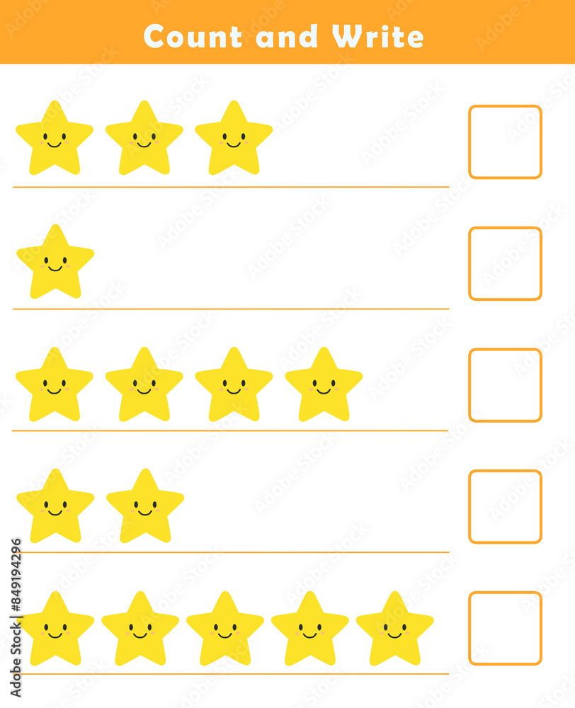 Count and write numbers 1-5. Counting objects worksheet for kids ...