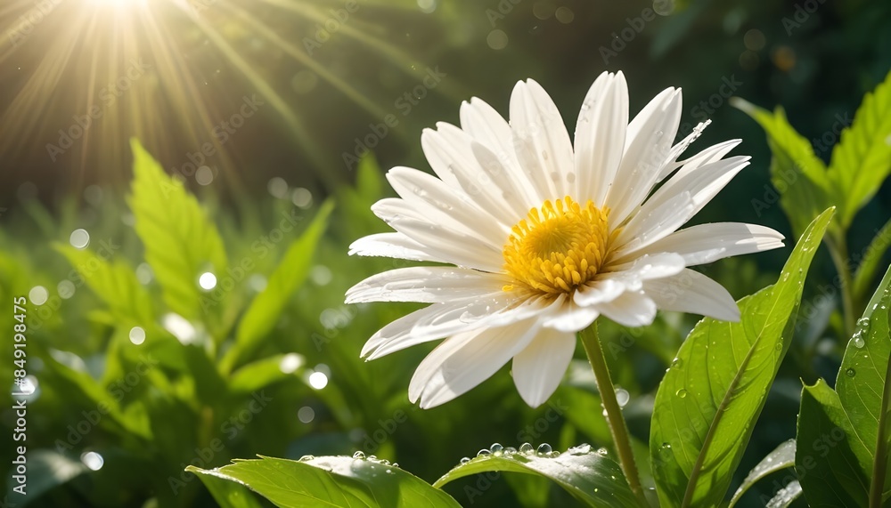 Isolated white daisy with copy space on a clean nature backdrop ...