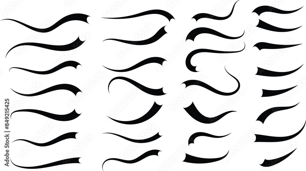 Swoosh line vector, underline swish, stroke swash swirl, curly hand ...
