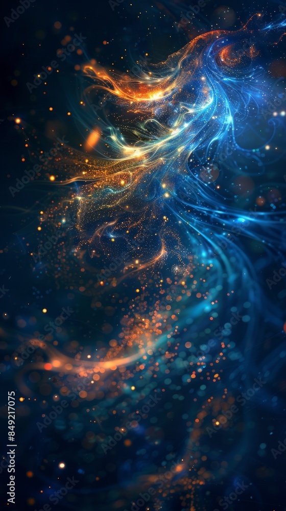 Zodiac sign of Aquarius (Water Bearer), made of cosmic gas and stars ...