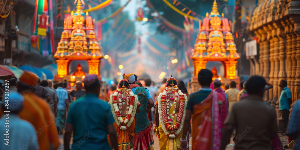 Colorful and festive Ratha Yatra procession of Lord Jagannath with ...