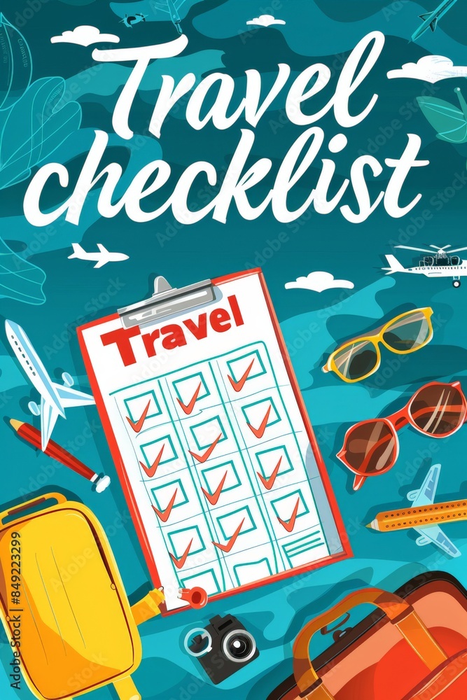 Graphic of a travel checklist banner design Stock Illustration | Adobe ...