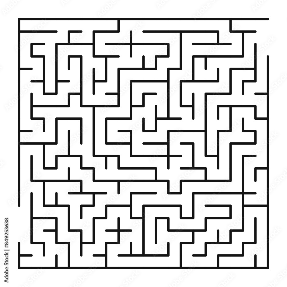Maze shape design element. There is one entrance and exit and one correct path, but many paths ...