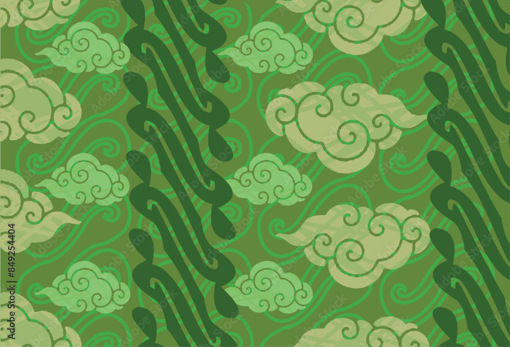 Motif Mega Mendung, batik motif typical of West Java Indonesia, curved ...
