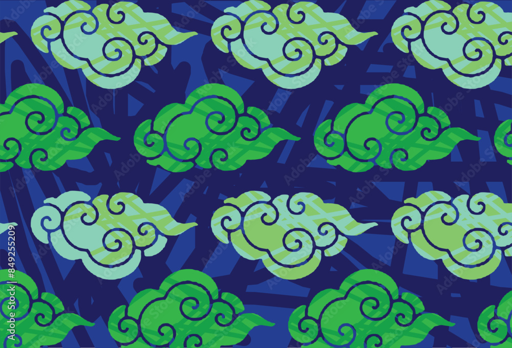Motif Mega Mendung, batik motif typical of West Java Indonesia, curved ...