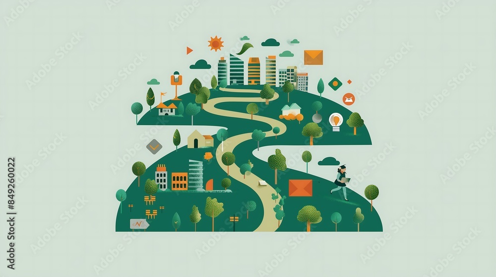 Interactive Career Roadmap illustration with pathways representing ...