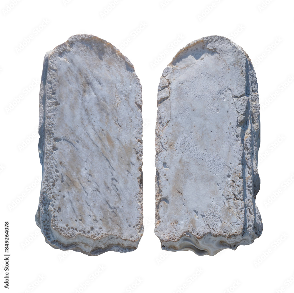 The Ten Commandments empty blank stone tablets mockup. Two empty stone ...