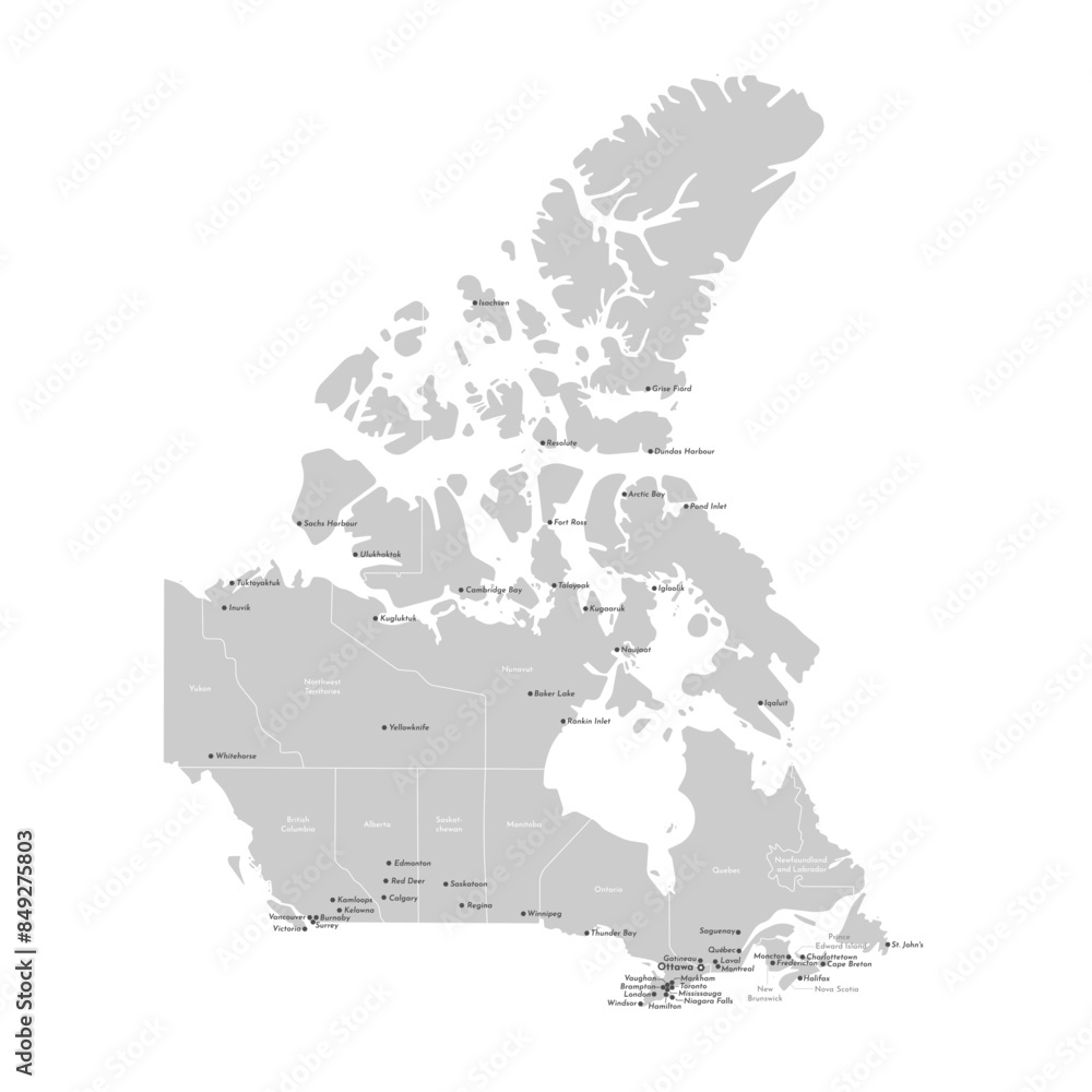 Vector modern illustration. Simplified isolated administrative map of ...