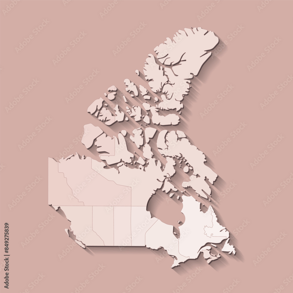 Vector modern illustration. Simplified isolated administrative map of ...