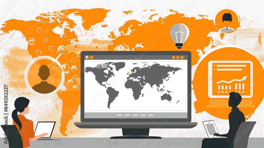 online platform for virtual collaboration and learning. Illustration ...