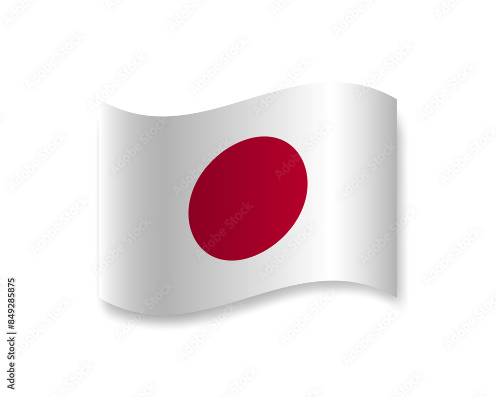 Flag of Japan icon. Wavy vector element with shadow. Best for mobile ...