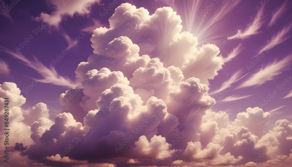 Dramatic purple sky with clouds and copy space background backdrop ...