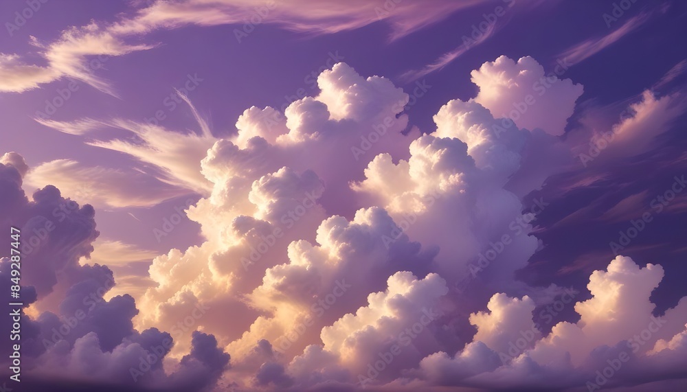 Dramatic purple sky with clouds and copy space background backdrop ...