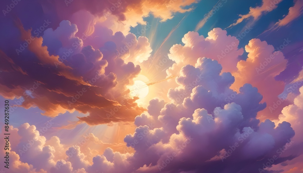 Dramatic purple sky with clouds and copy space background backdrop ...