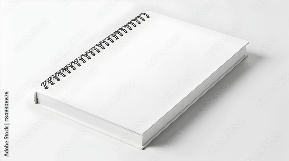 A4 Blank Notebook Mockup with Spiral Binding on White Background Stock ...