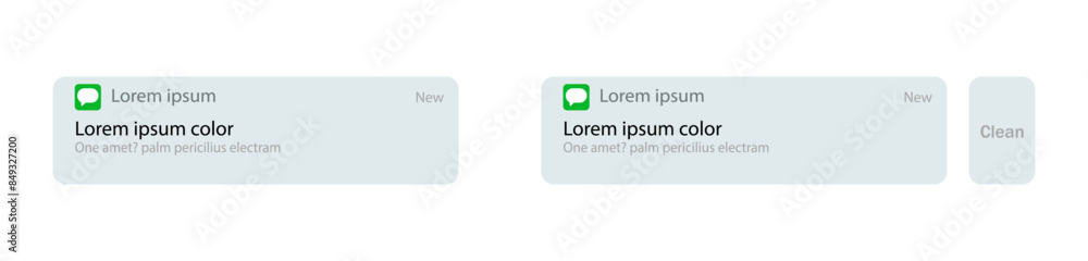 Vector illustration of push notification light theme template layout on ...