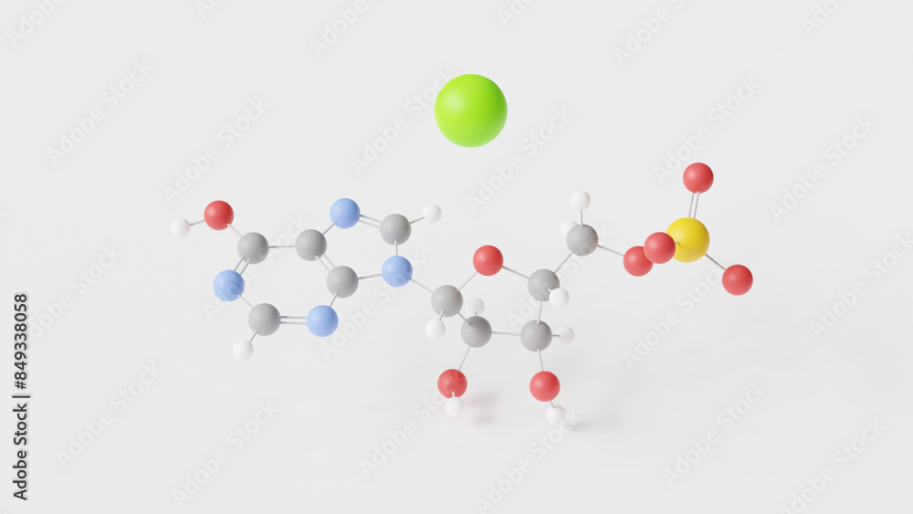 calcium inosinate molecule 3d, molecular structure, ball and stick ...