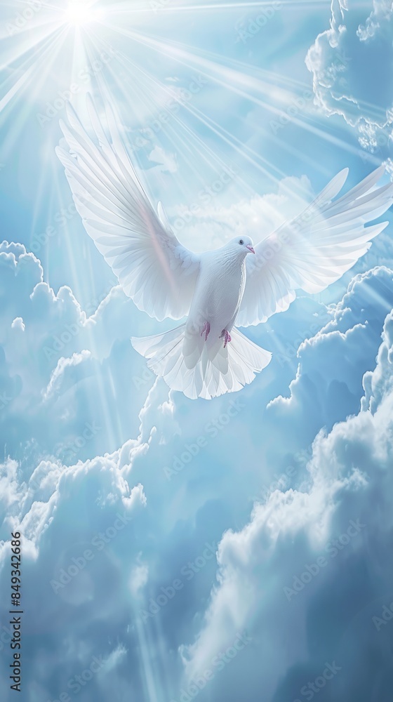 bird, dove, sky, pigeon, flying, blue, white, peace, wing, White doves ...