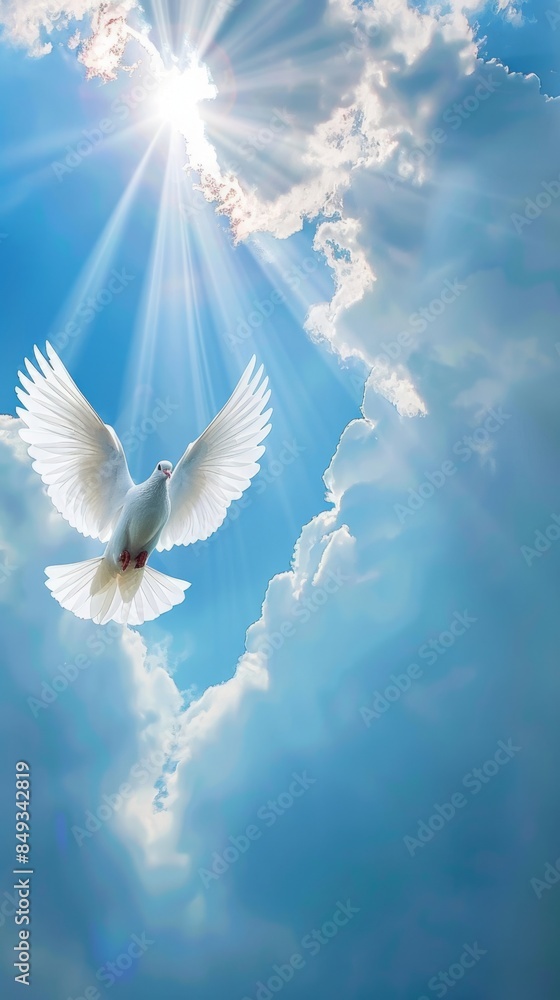 bird, dove, sky, pigeon, flying, blue, white, peace, wing, White doves ...