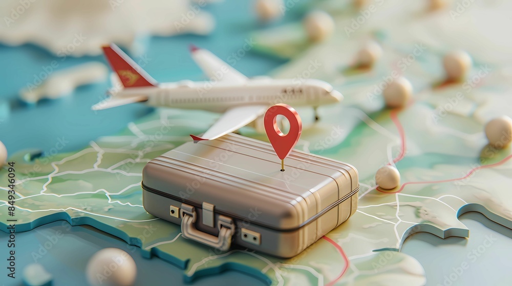 A cartoon flight airplane travel tourism plane trip planning world tour ...
