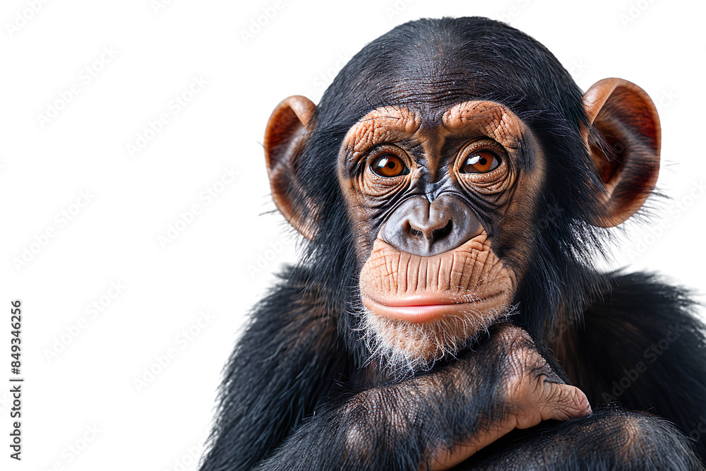 Chimpanzee head isolated on white background, transparent background ...