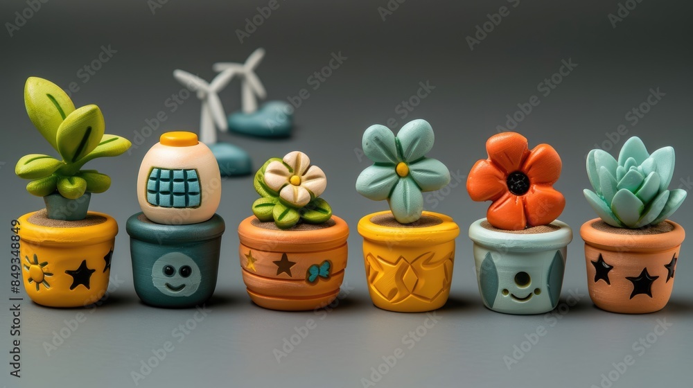 A collection of 3D eco-friendly icons, including images of solar panels ...