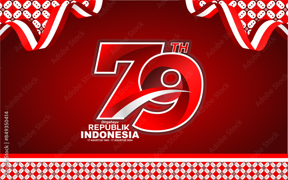 Happy Independence Day Of Indonesia Banner. Translation : Happy 79th ...