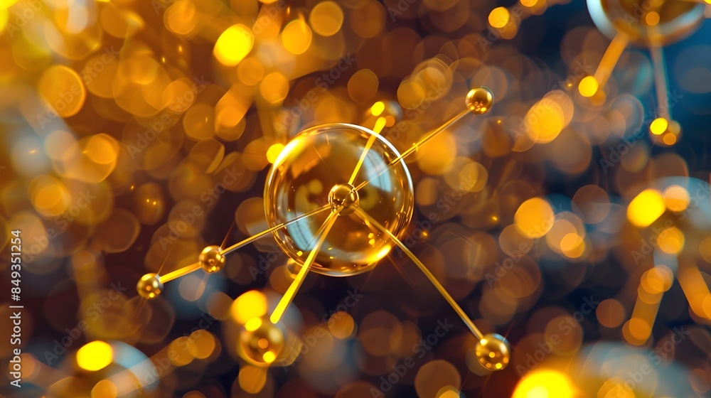 Foto de Representation of nano-sized objects with a yellow atom concept ...