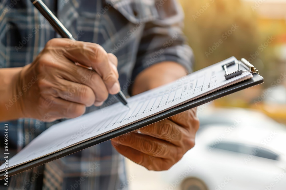 efficient task management two colleagues reviewing checklist on ...