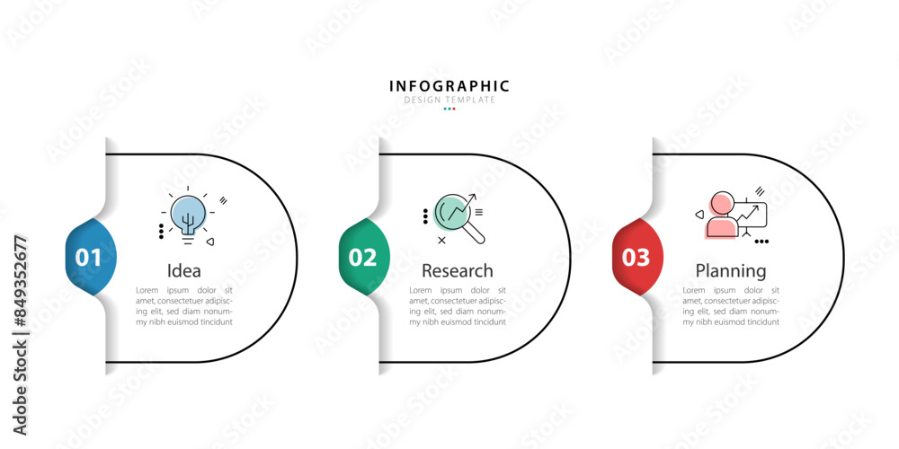 Infographic 3 Step timeline journey, calendar Flat simple infographics design template ...