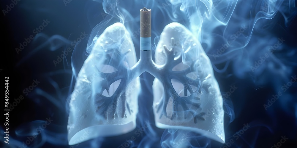 Smoking cigarettes damages lungs leading to harmful health effects and ...
