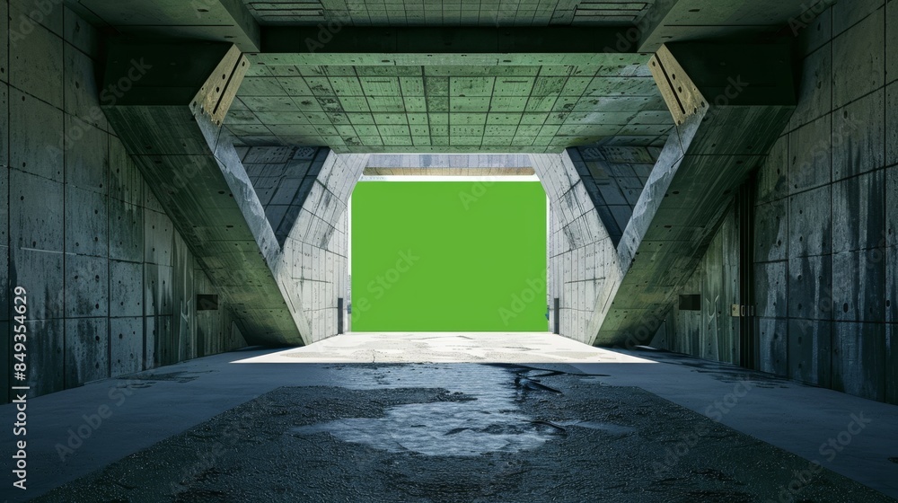 Futuristic Urban Green Screen: Modern Brutalist Architecture in Outdoor ...