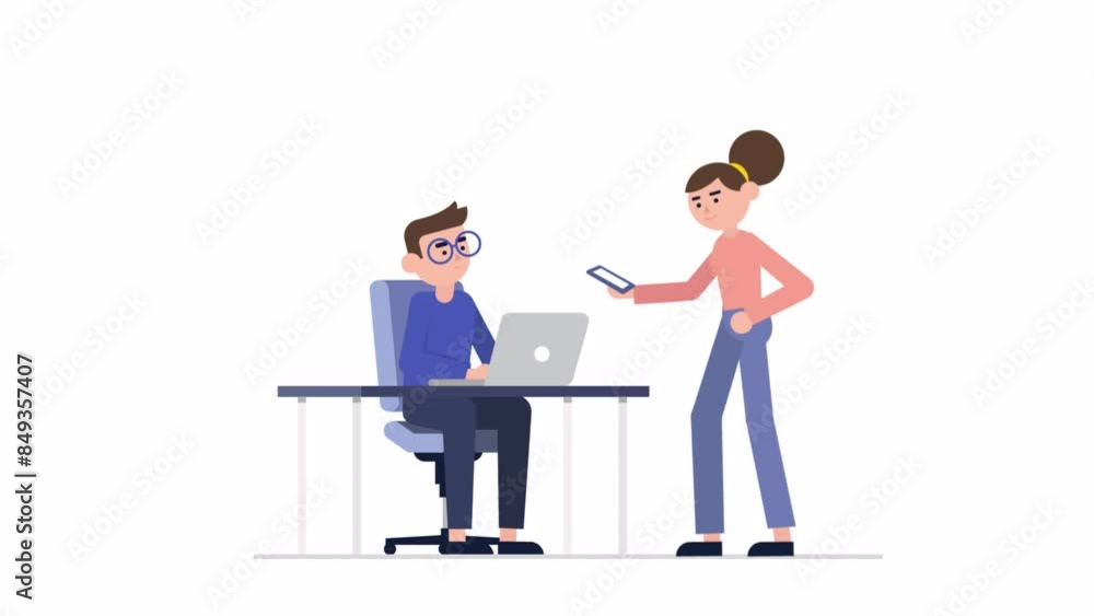 2D explainer 4k professional office worker animated video, in front of ...