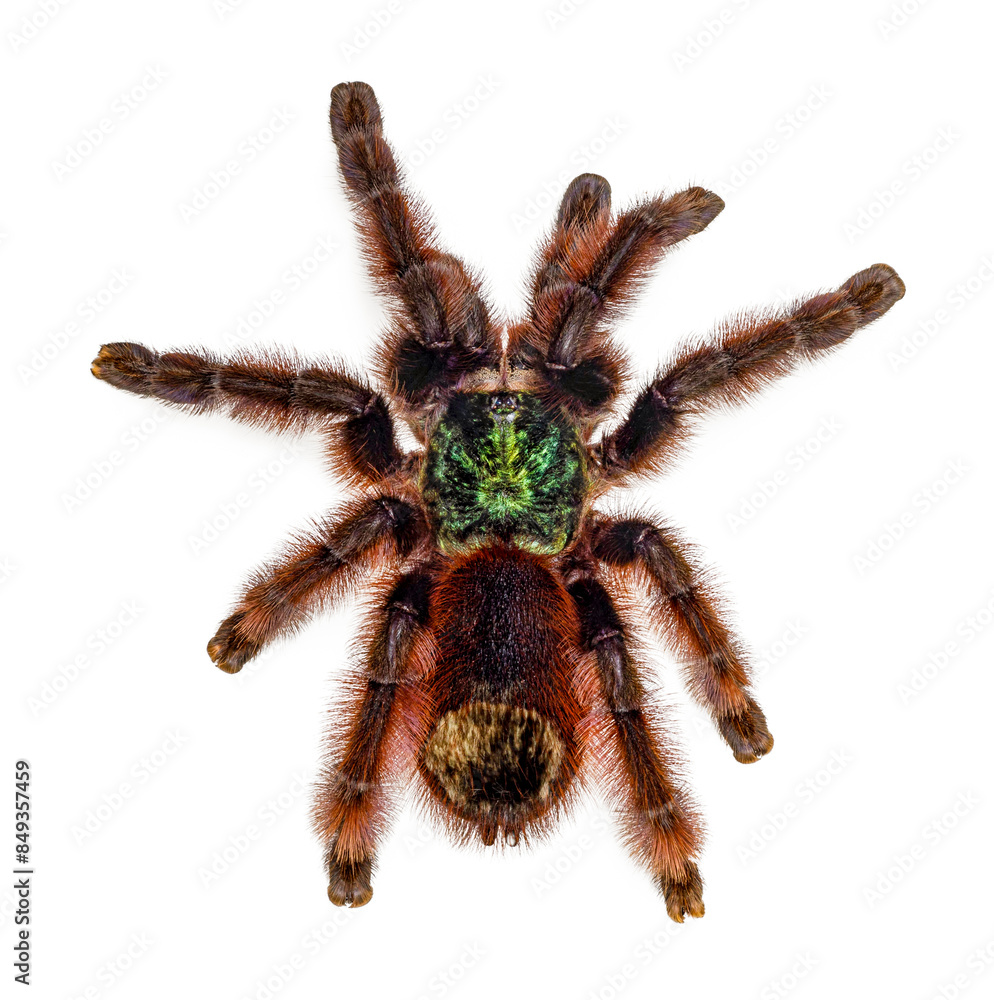 Colorful Caribena Versicolor aka Antilles pinktoe tarantula. Top view ...