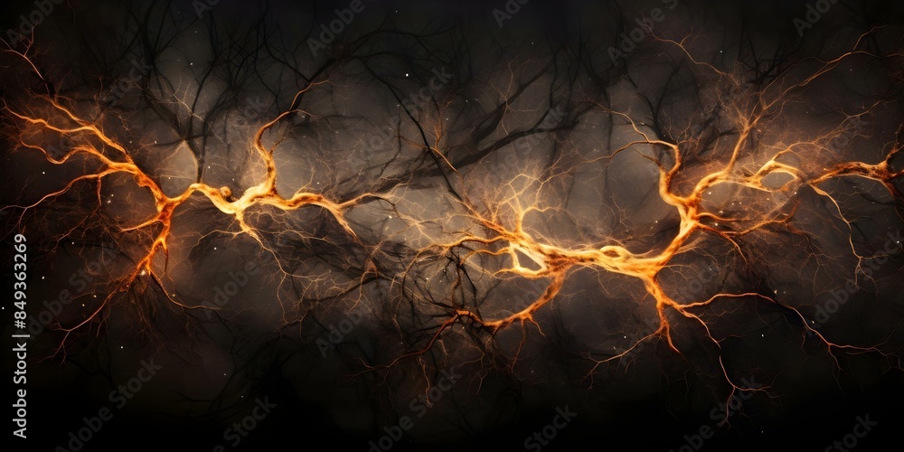 ภาพประกอบสต็อก Visualizing a neural network as a tree with roots and branches for connections ...