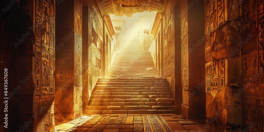 Navigate through an ancient Egyptian temple passage adorned with ...