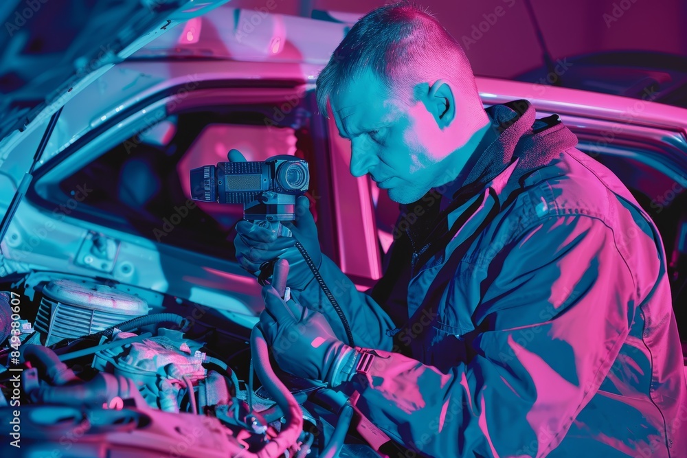 Technician Using Thermal Imaging Camera to Detect Overheating Issues in ...