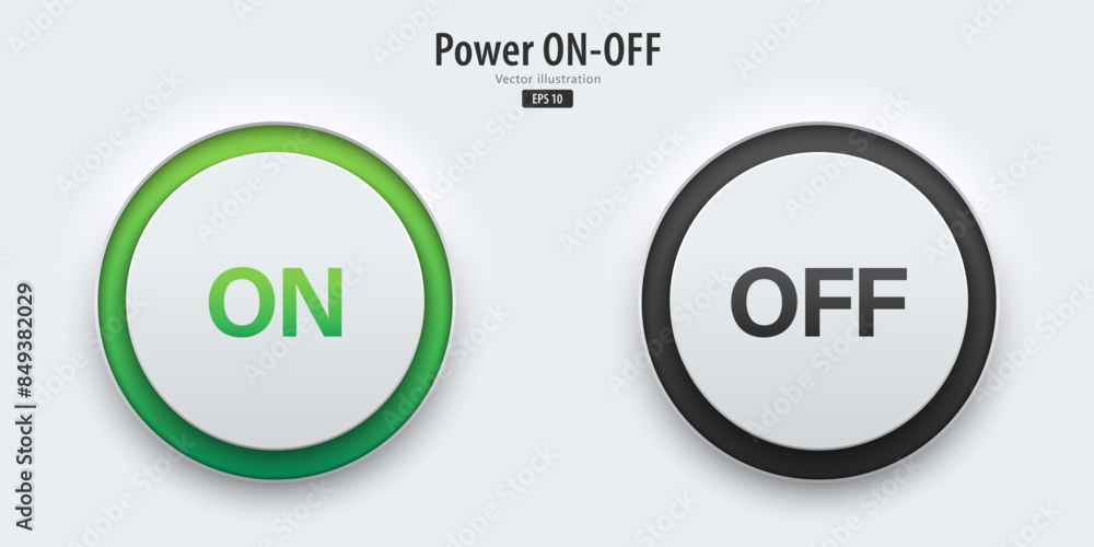 Power icon. A set of A set of active and inactive buttons have neon ...